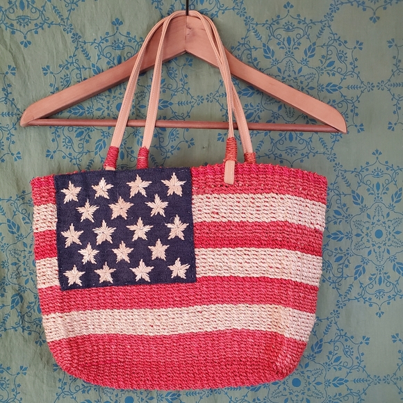 Amanda Smith | Bags | Amanda Smith Woven Americana Handbag Tote Bag Red ...